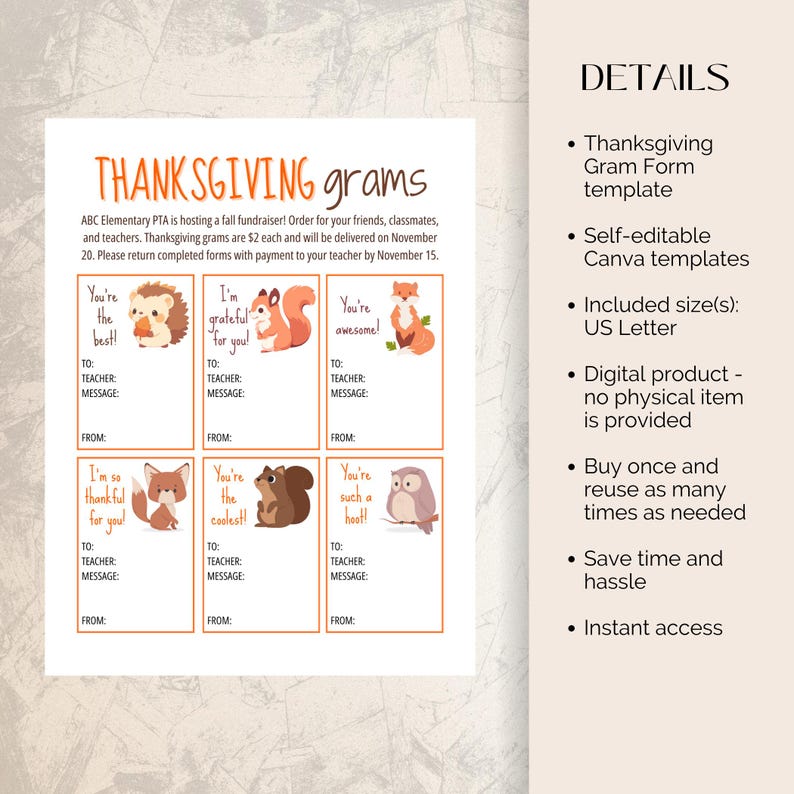 Thanksgiving Gram Flyer Canva Template, Fall Candy Fundraiser ...
