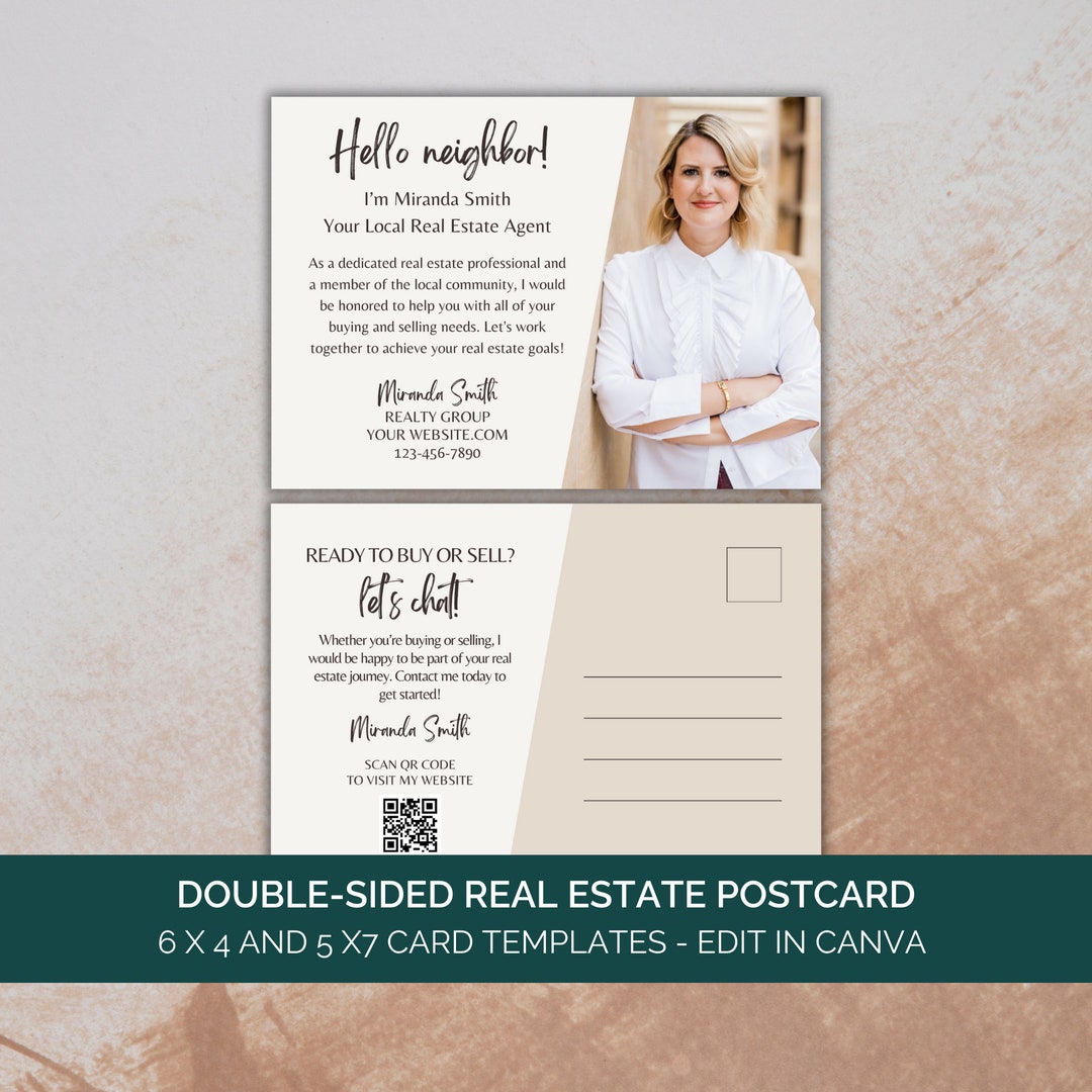 Real Estate Agent Introduction Postcard, Hello Neighbor Real Estate ...