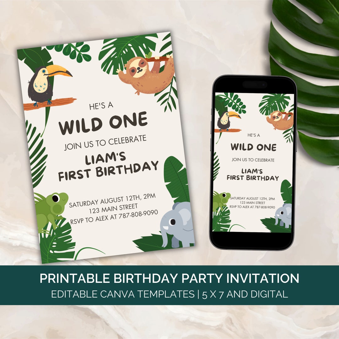 Wild One Birthday Invitation, Wild One Invitation Canva, Wild One ...