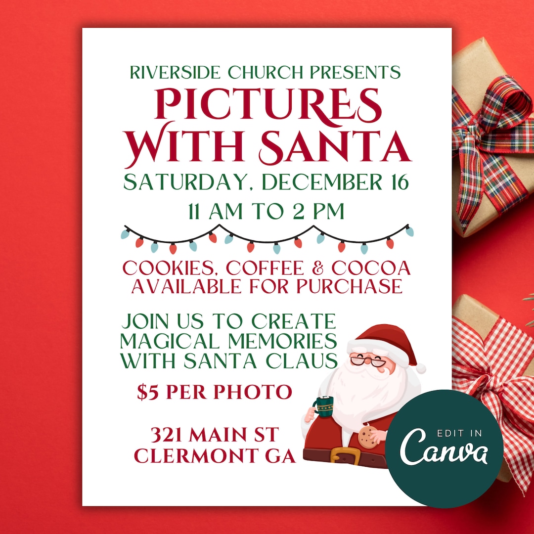 Photos With Santa Flyer, Editable Pictures With Santa Flyer Template ...