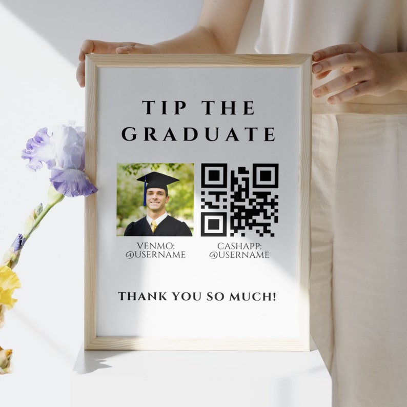 Tip the Graduate QR Code Sign, Graduation Qr Code Sign for Open House ...