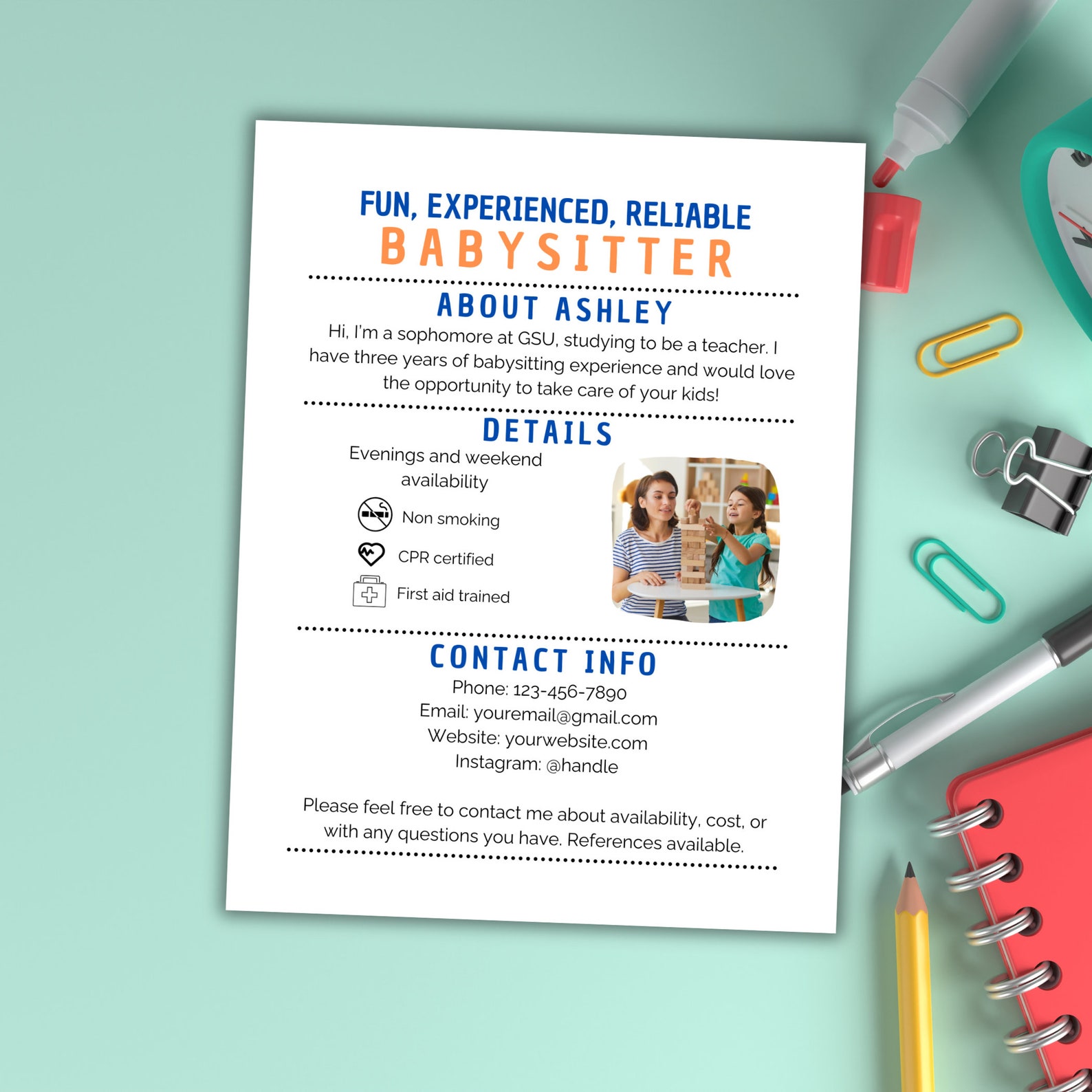 Babysitting Flyer Template, Editable at Home Daycare Flyer Template ...