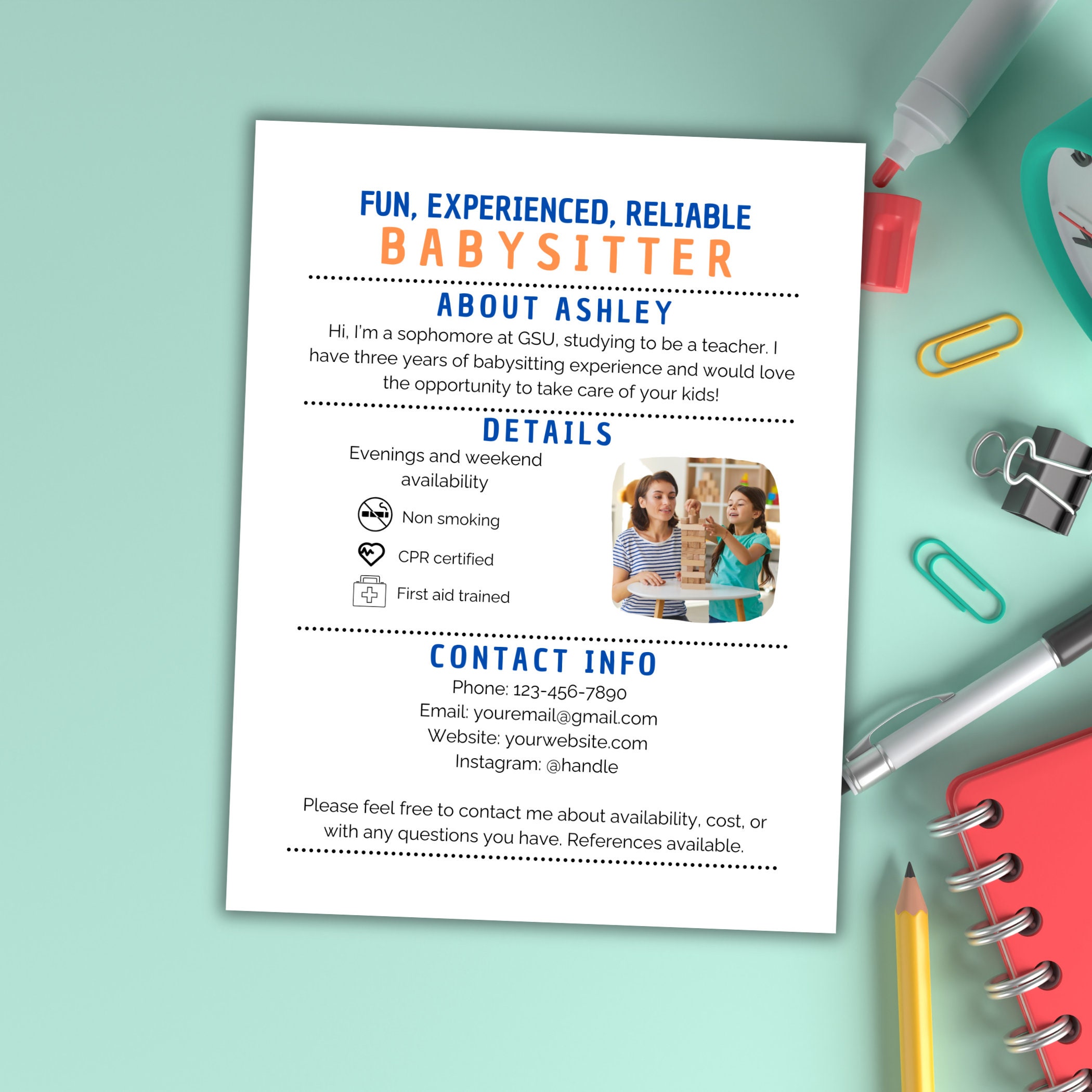 Babysitting Flyer Template, Editable at Home Daycare Flyer Template ...
