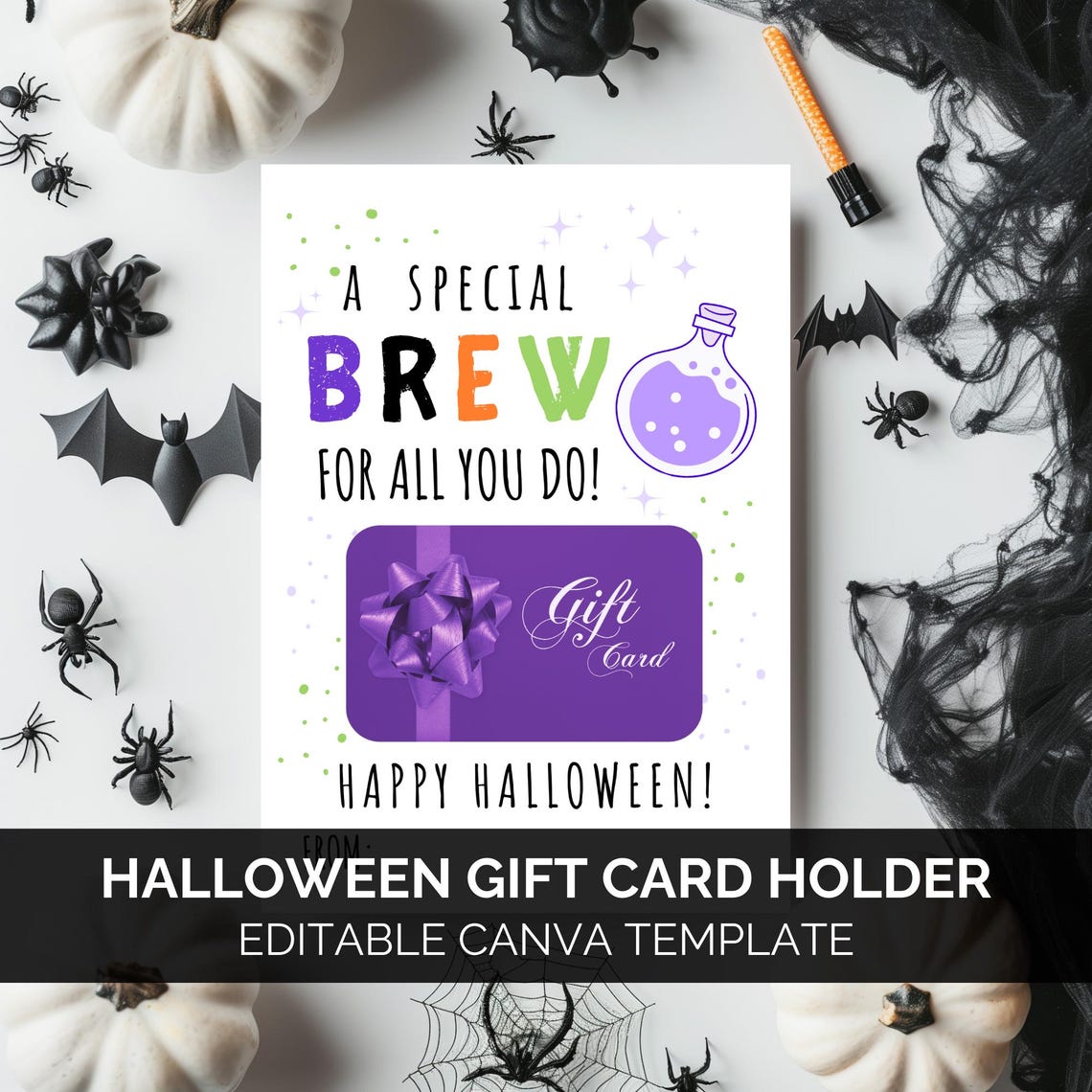 Halloween Gift Card Holder Brew Canva Template, Fall Thank You Gift ...