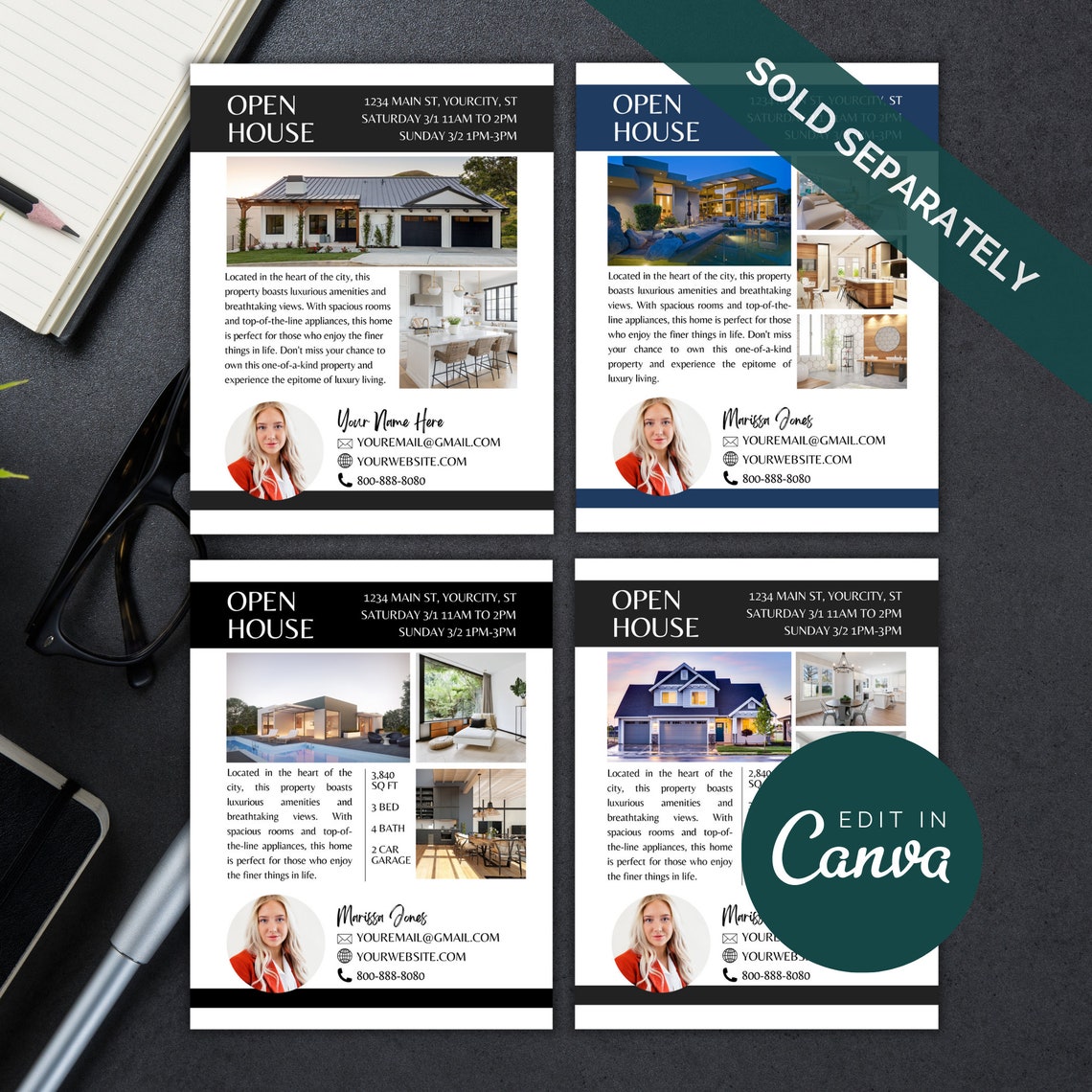2 Page Real Estate Brochure Canva Template, Real Estate Home Features ...