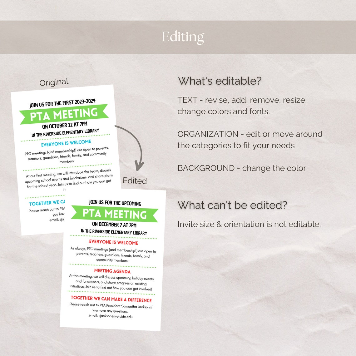 PTA Meeting Flyer Template Editable PTO Meeting Flyer - Etsy