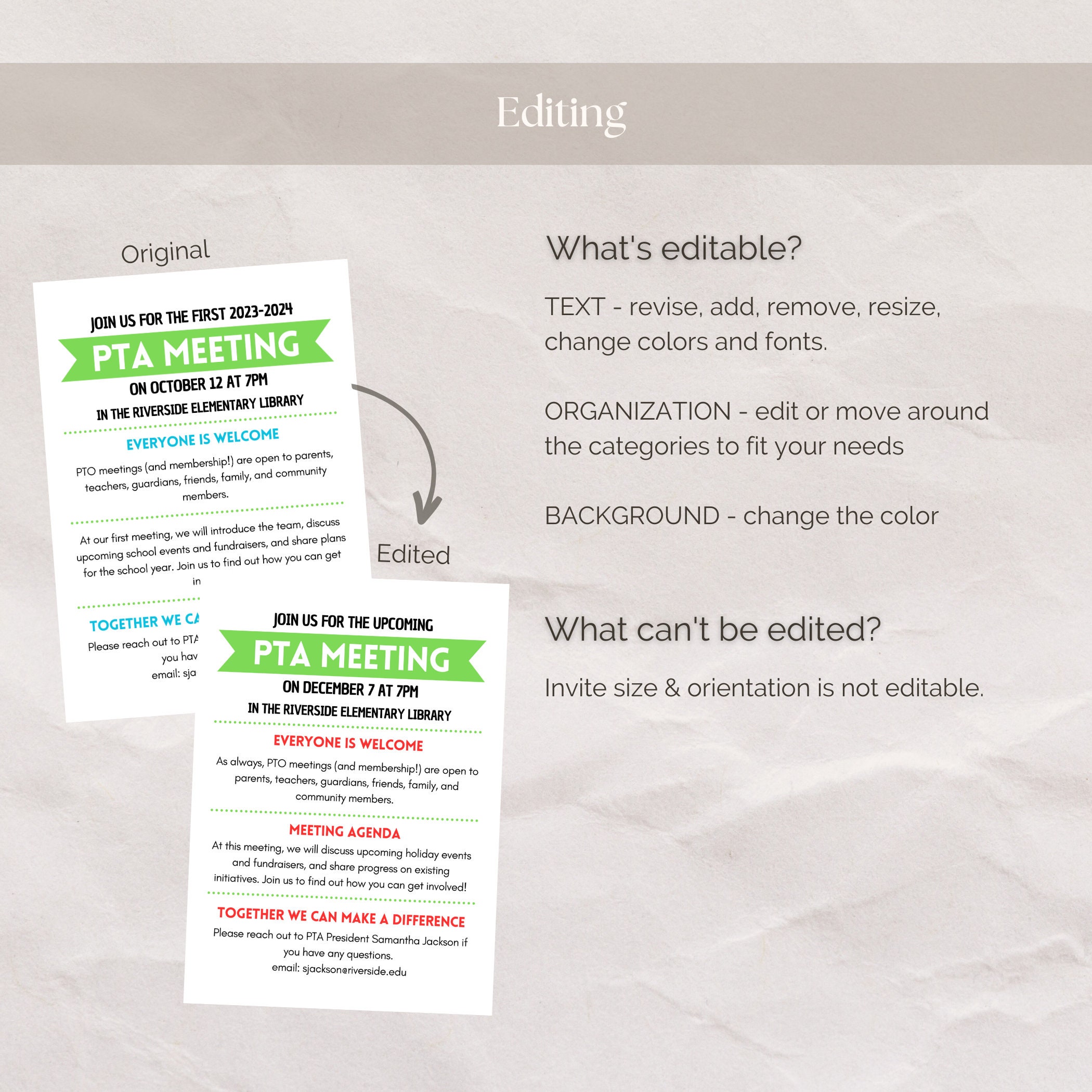 PTA Meeting Flyer Template Editable PTO Meeting Flyer - Etsy