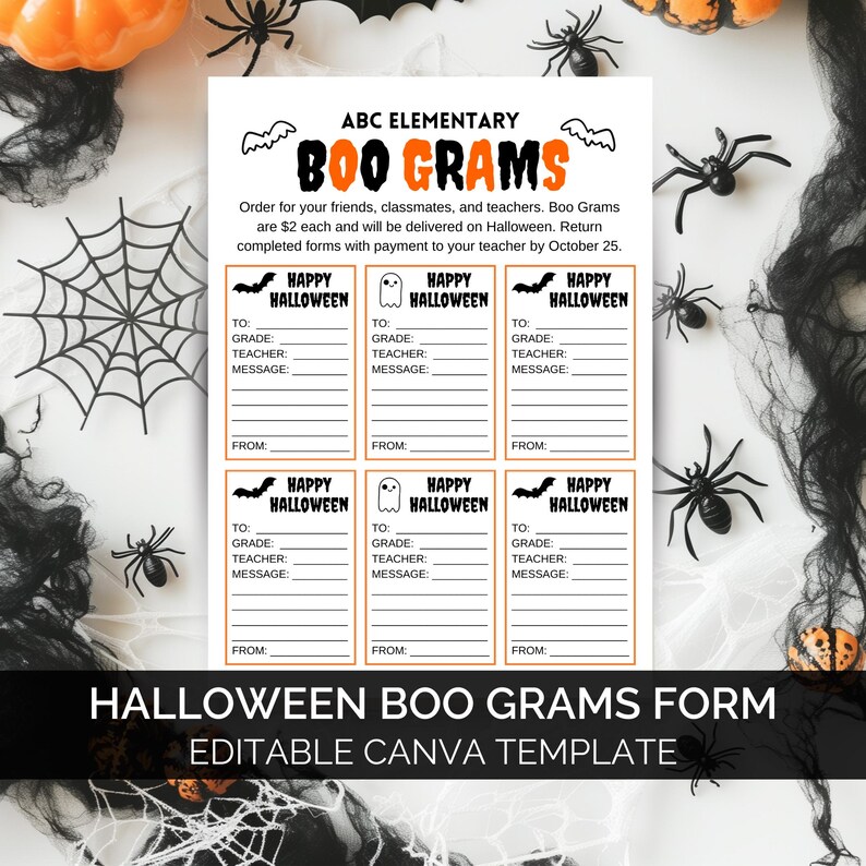 Halloween Boo Gram Flyer Canva Template, Halloween Candy Card Flyer ...
