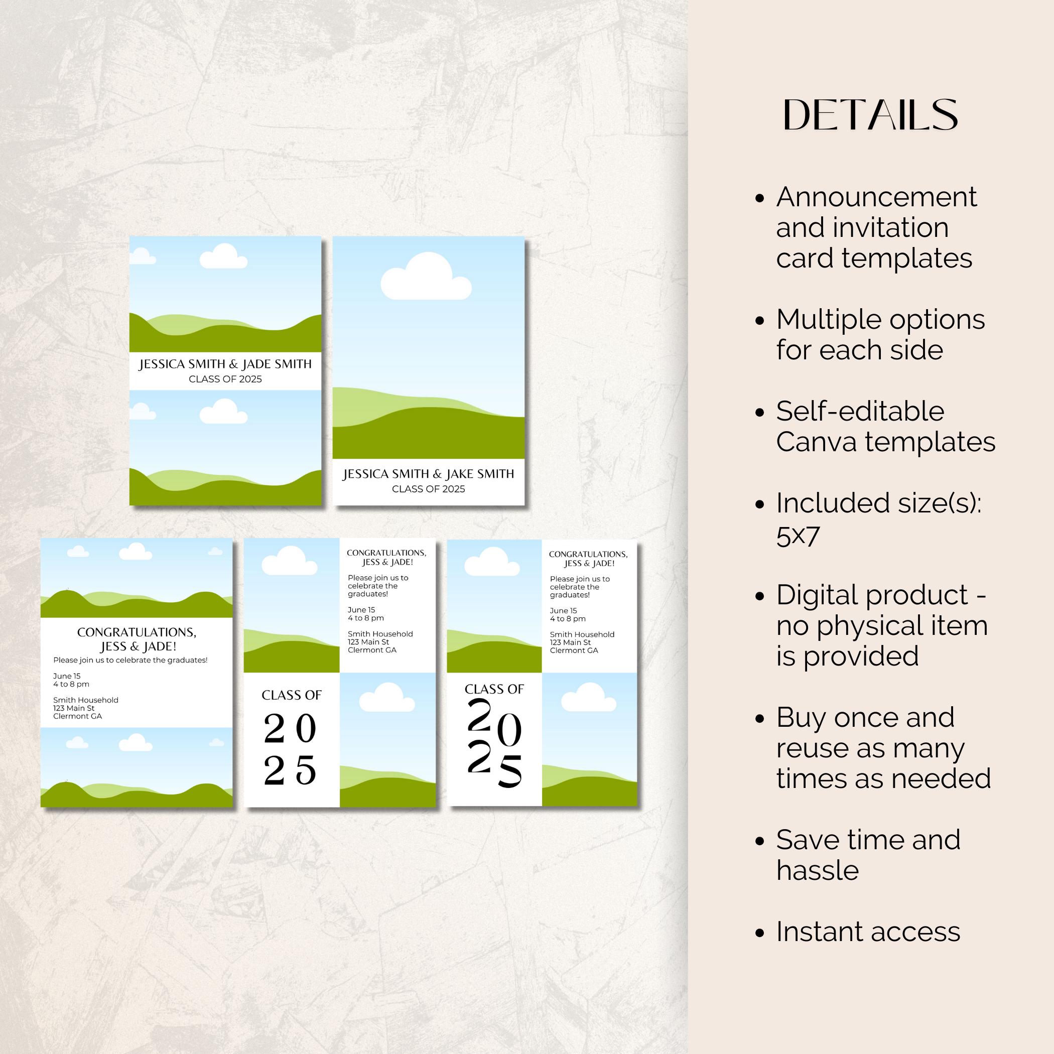 Graduation Invite for Twins Canva Template, Siblings Double Graduation ...