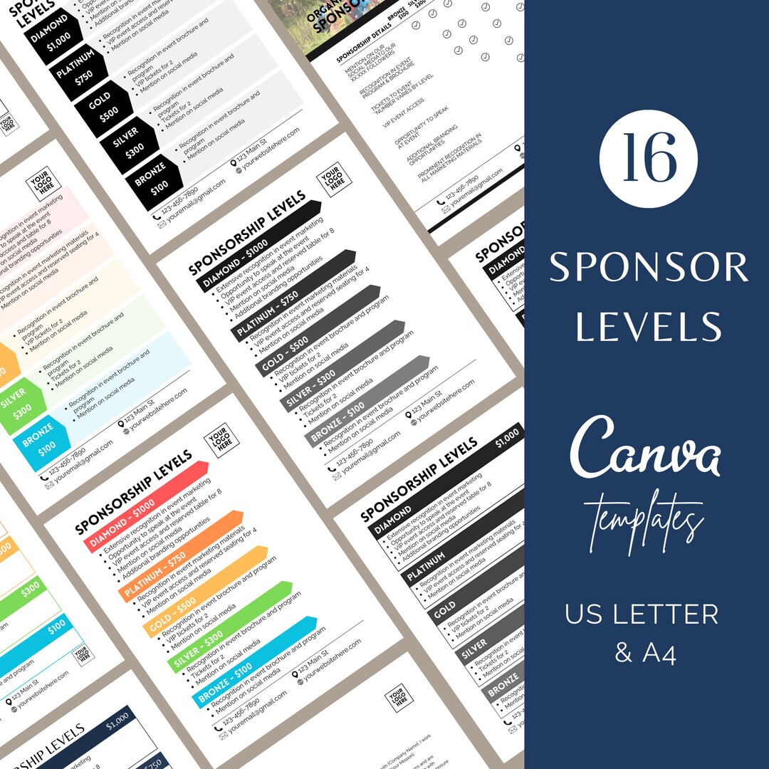 Sponsorship Levels Template, Nonprofit Sponsor Level Flyer, Nonprofit ...