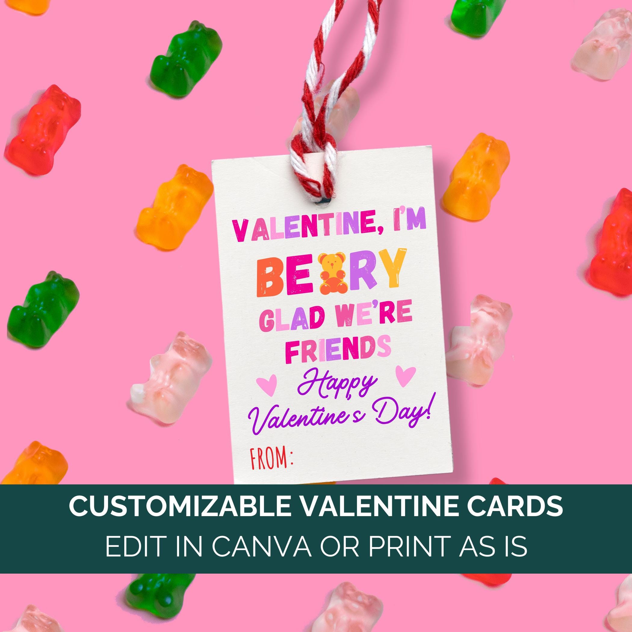 Gummy Bear Valentine Tag, Gummy Bear Valentine Instant Download, Gummy ...