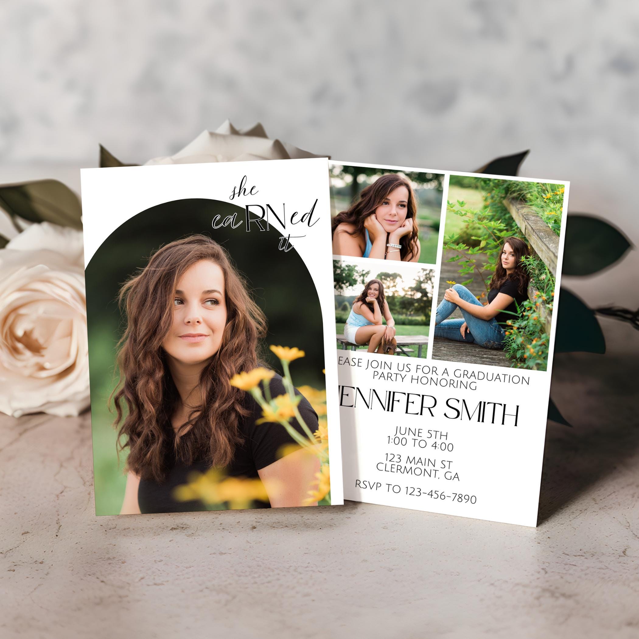 Modern Nurse Graduation Invitation Canva Template, Nurse Graduation ...