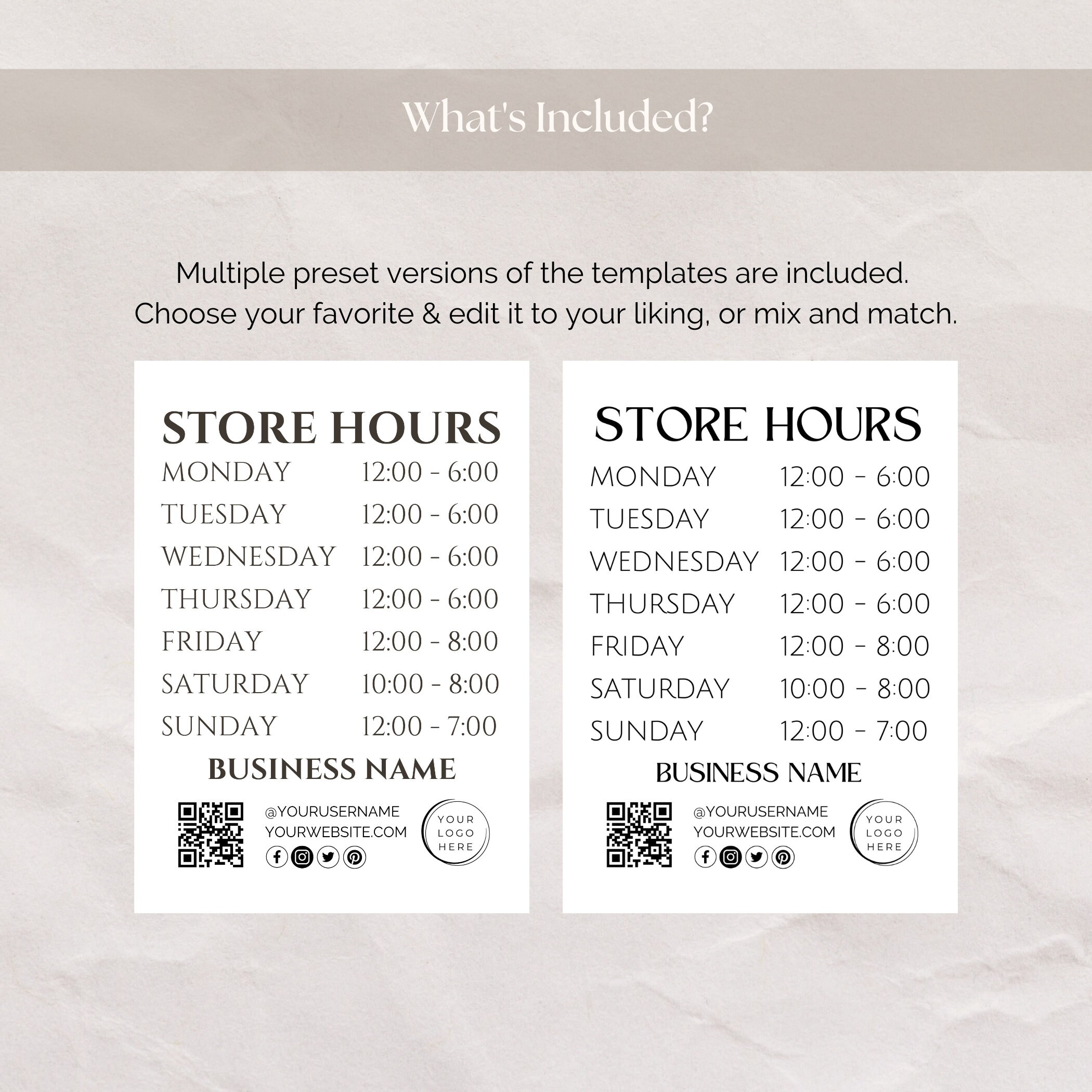 Business Holiday Hours Sign Printable, Editable Business Hours Sign ...