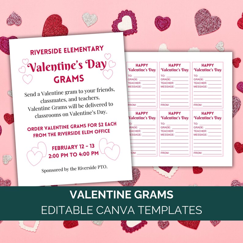 Valentines Gram Fundraiser Canva Template, Valentine Candy Tag Flyer ...