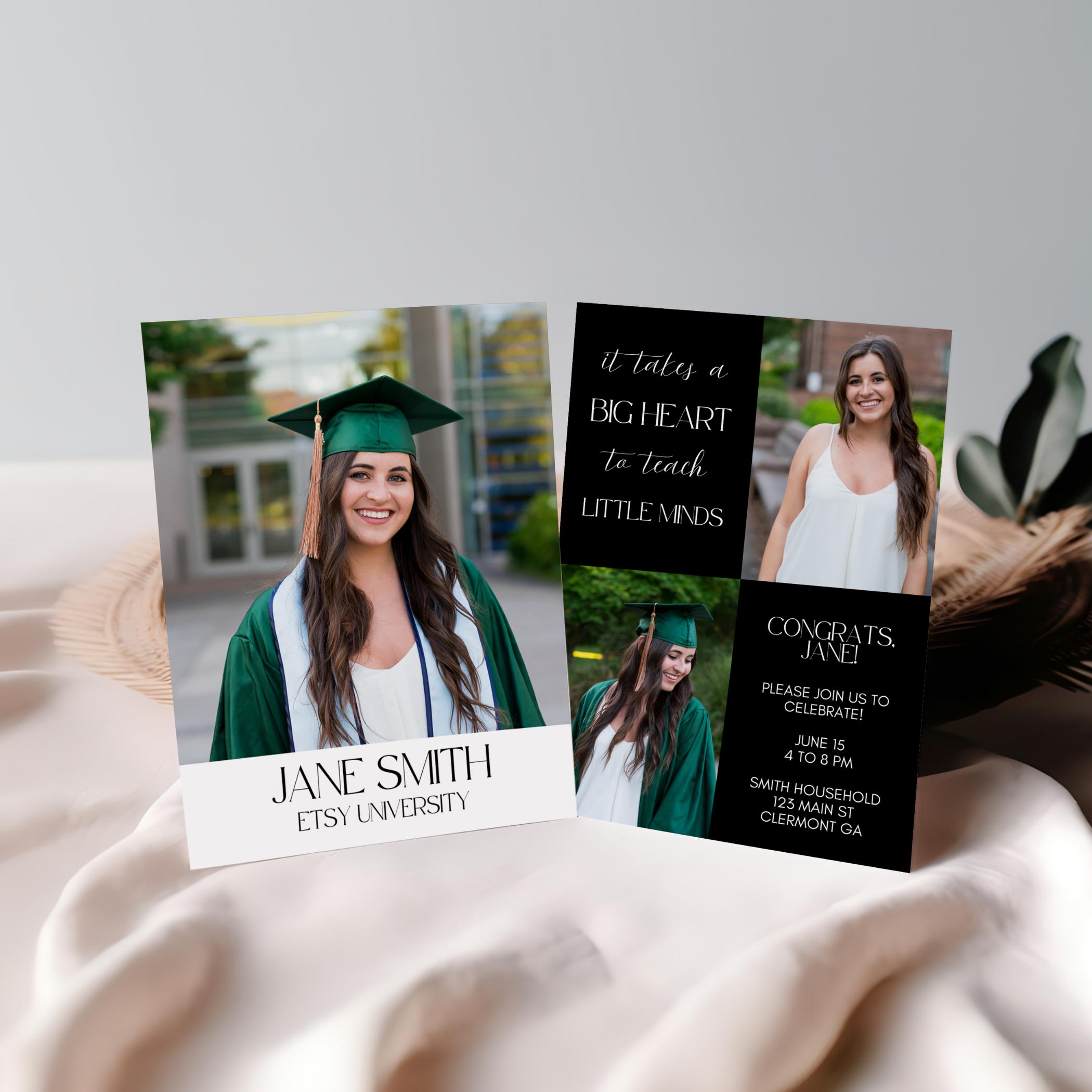 Education Graduation Invite Canva Template, Teacher Graduation ...