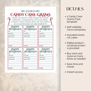 Christmas Candy Cane Grams Flyer Canva Template, Winter Holiday Candy ...