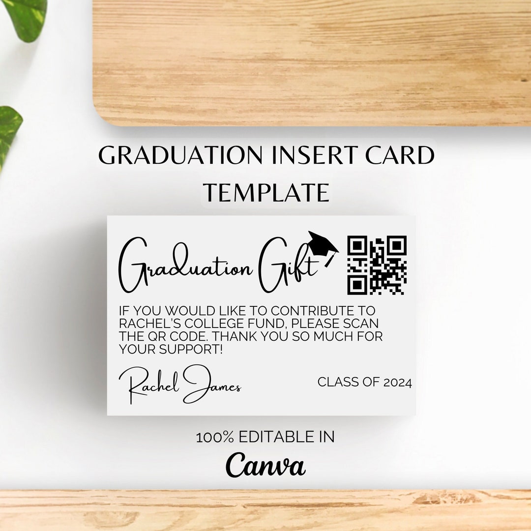 Graduation QR Code Insert Card, Editable Graduation Party Invitation ...