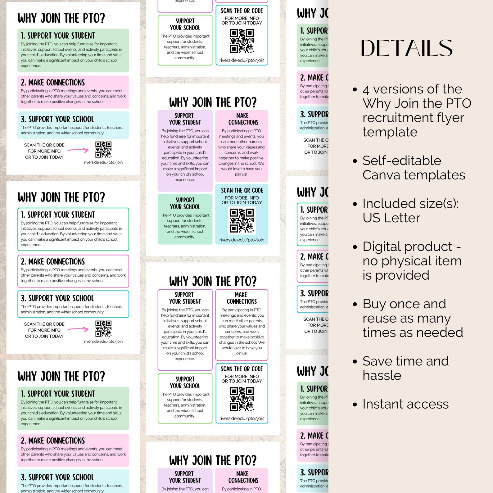 Why Join the PTO Flyer Canva Template, PTO Membership Form, Membership ...