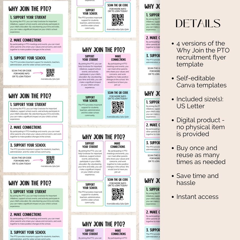 Why Join the PTO Flyer Canva Template, PTO Membership Form, Membership ...