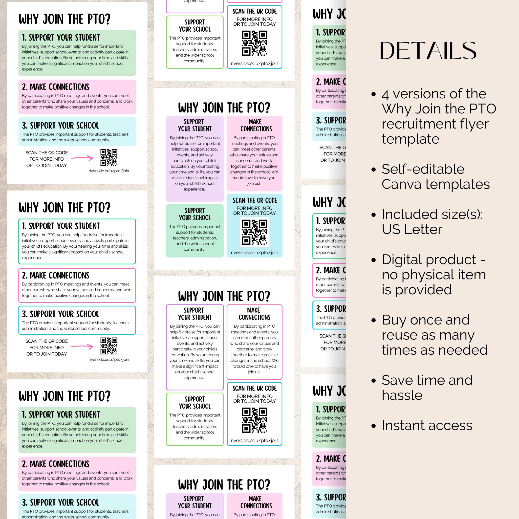 Why Join the PTO Flyer Canva Template, PTO Membership Form, Membership ...