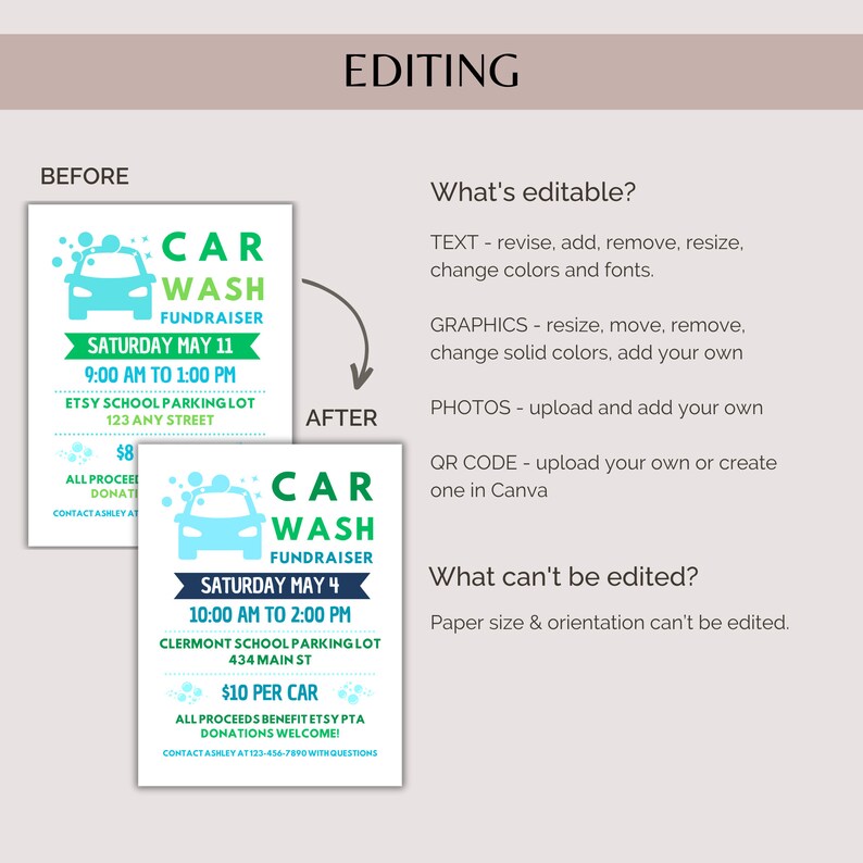 Car Wash Fundraiser Flyer Template, Editable Fundraiser Car Wash Flyer ...