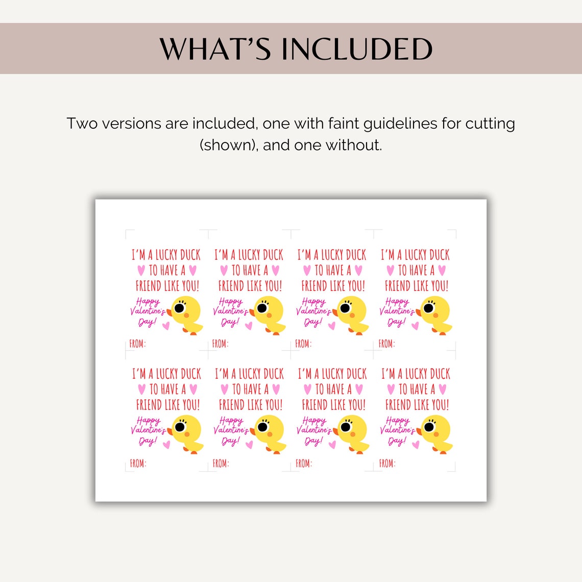 I'm A Lucky Duck Valentine Printable Tag, Lucky Duck Valentine Template ...