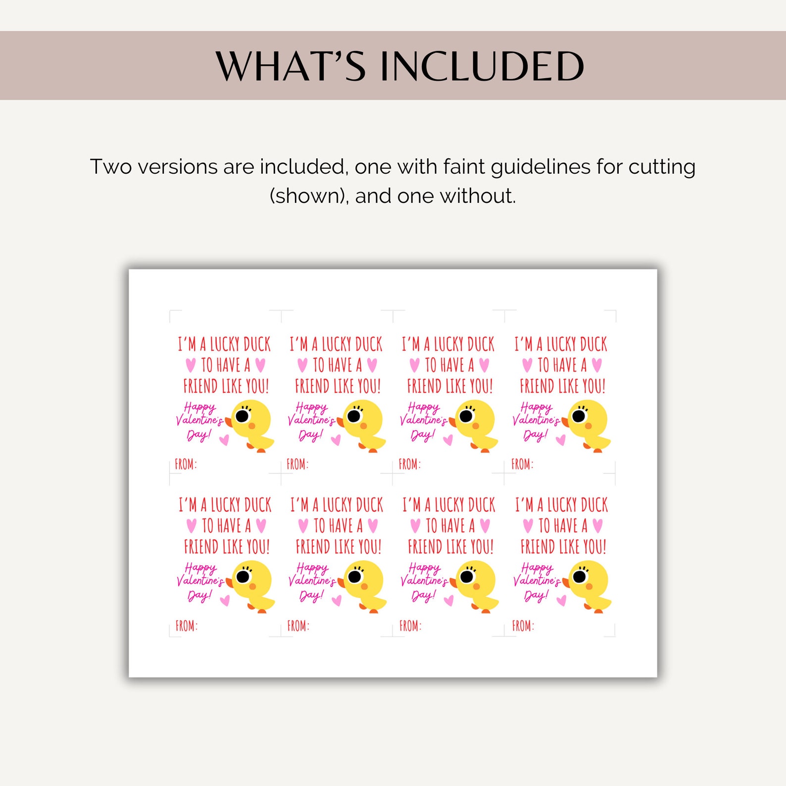 I'm A Lucky Duck Valentine Printable Tag, Lucky Duck Valentine Template ...