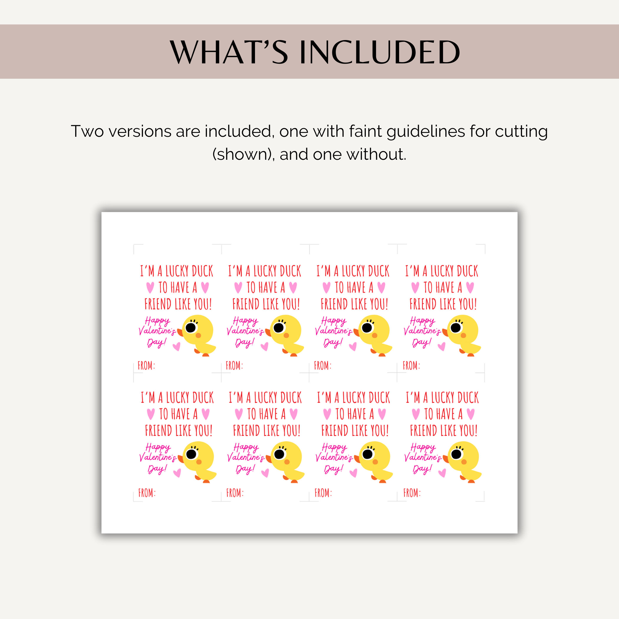 I'm A Lucky Duck Valentine Printable Tag, Lucky Duck Valentine Template ...