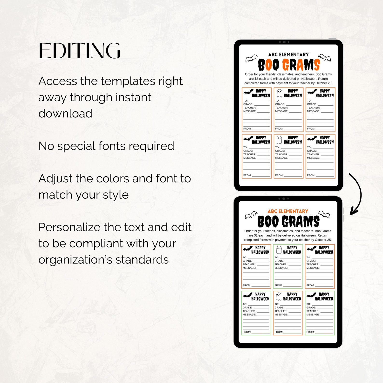 Halloween Boo Gram Flyer Canva Template, Halloween Candy Card Flyer ...