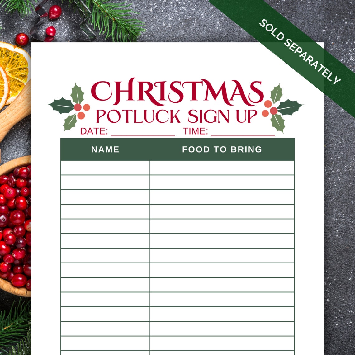 Holiday Potluck Flyer Templates, Winter Potluck Sign, Christmas Office ...