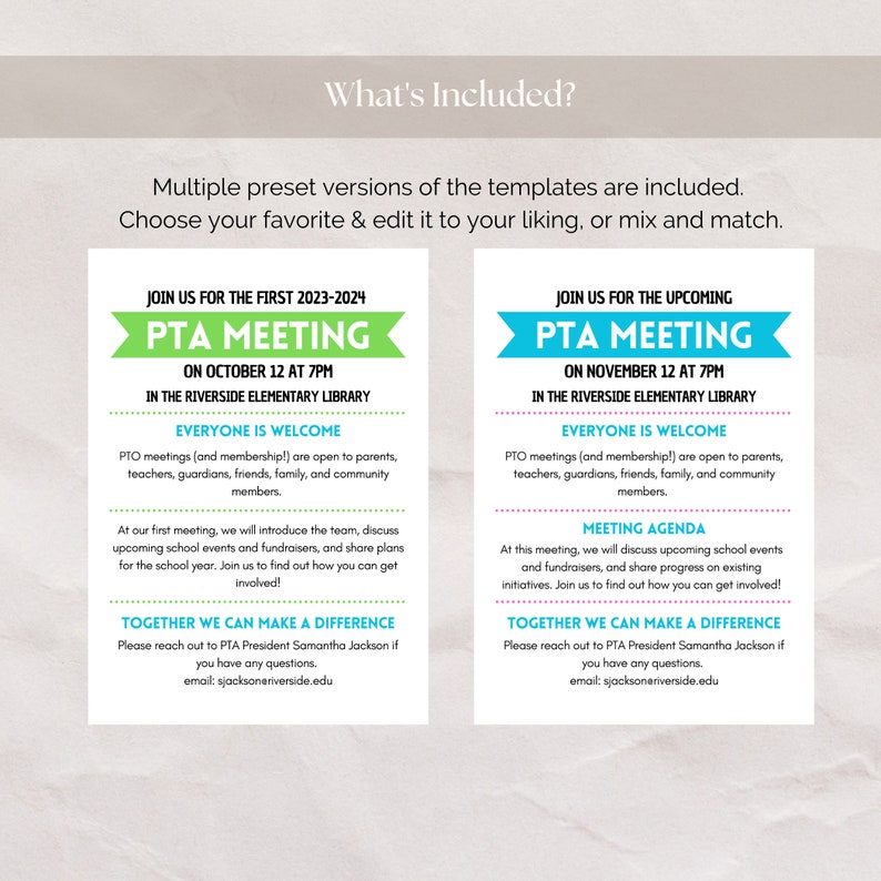 PTA Meeting Flyer Template Editable PTO Meeting Flyer - Etsy