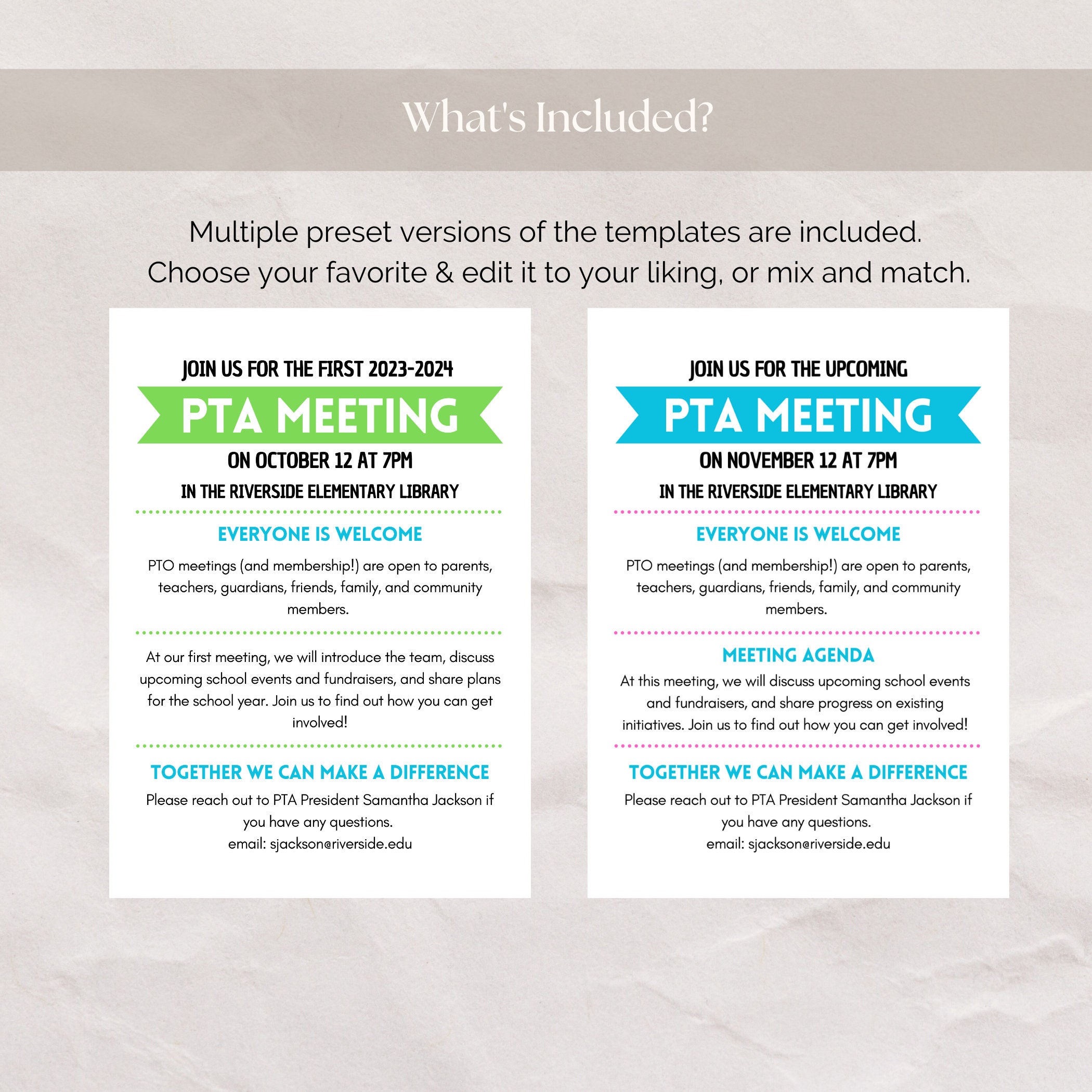 PTA Meeting Flyer Template, Editable PTO Meeting Flyer, Printable Canva ...