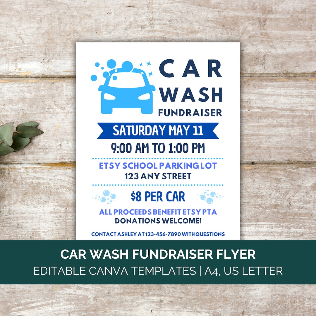 Car Wash Fundraiser Flyer Template, Editable Fundraiser Car Wash Flyer ...