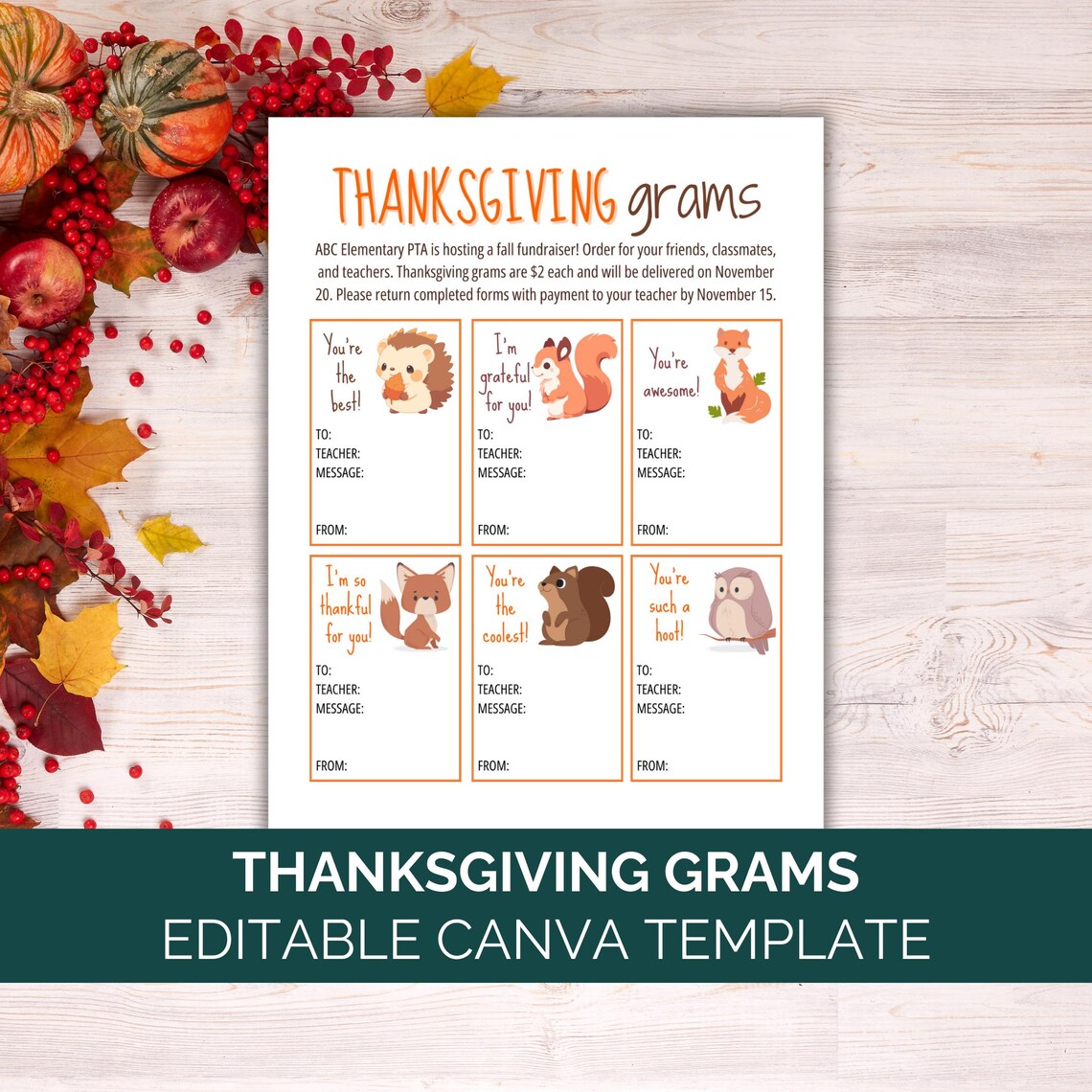Thanksgiving Gram Flyer Canva Template, Fall Candy Fundraiser ...