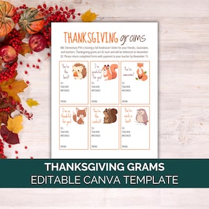 Thanksgiving Gram Flyer Canva Template, Fall Candy Fundraiser ...