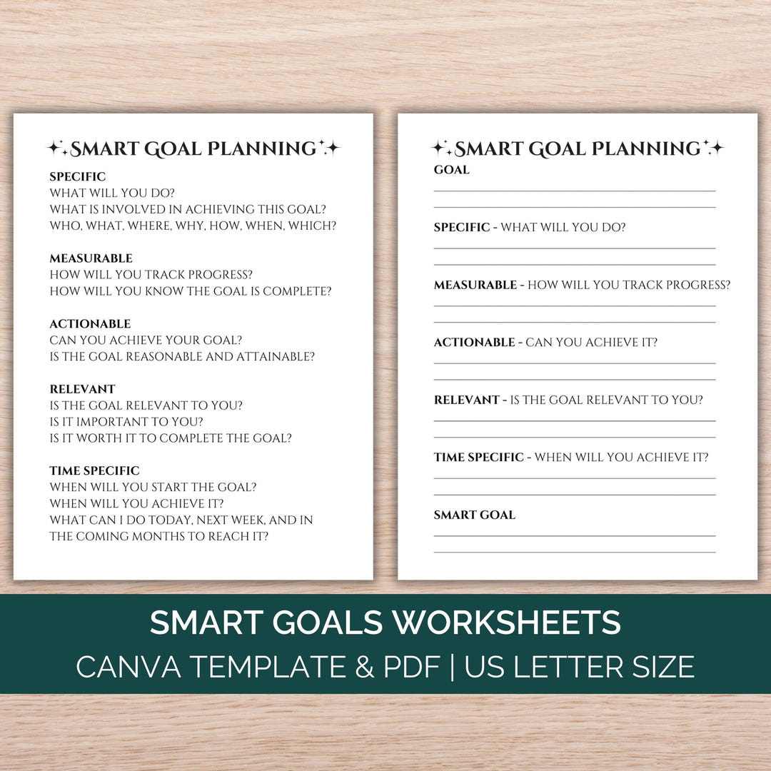 Smart Goal Planning Worksheets Canva Template, Goal Setting for Teens ...