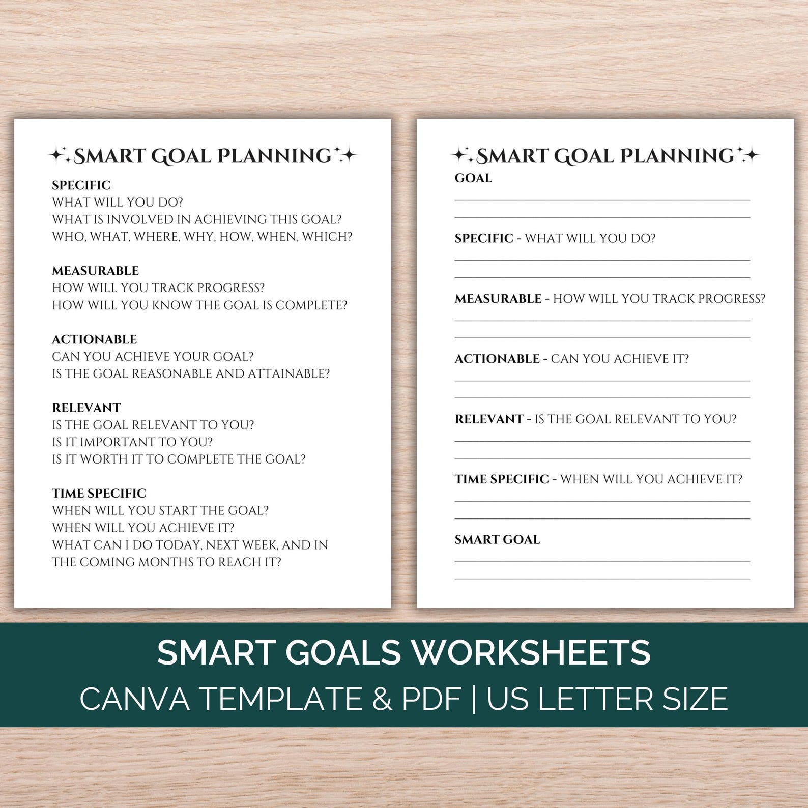 Smart Goal Planning Worksheets Canva Template, Goal Setting for Teens ...