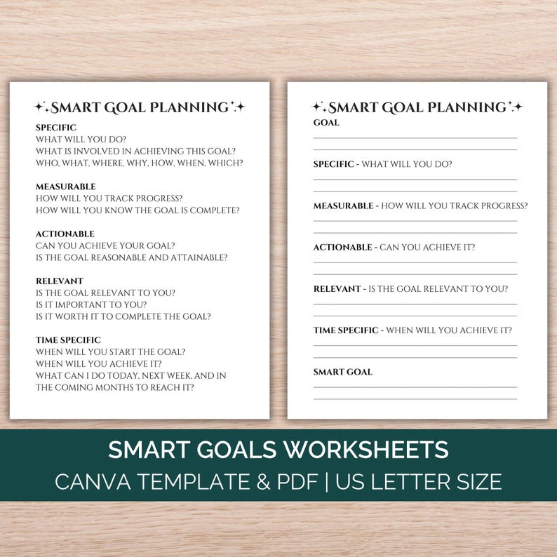 Smart Goal Planning Worksheets Canva Template, Goal Setting for Teens ...