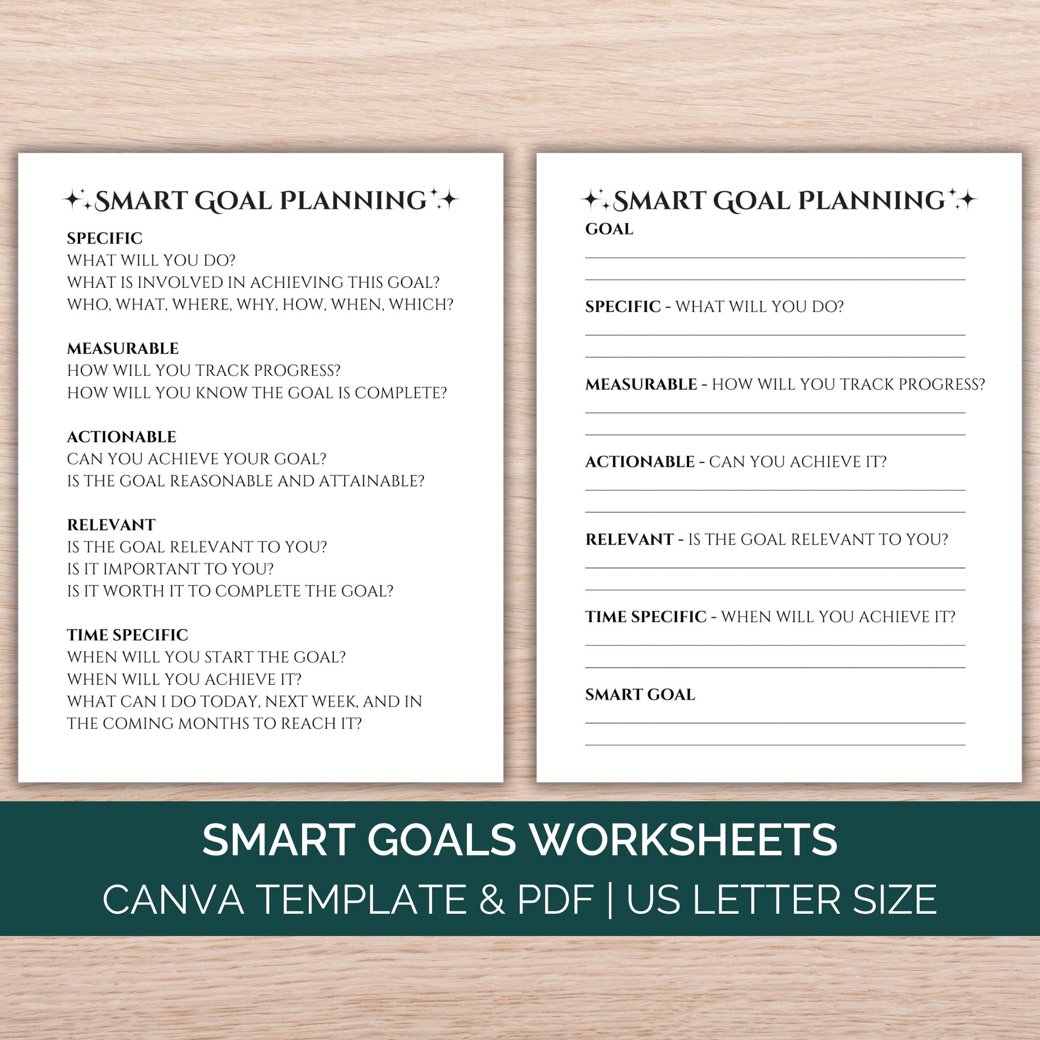 Smart Goal Planning Worksheets Canva Template, Goal Setting for Teens ...