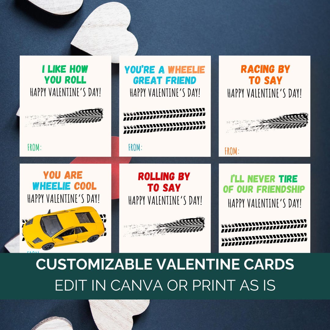 Toy Car Valentine Card Canva Template, Valentines for Kids Class Cars ...
