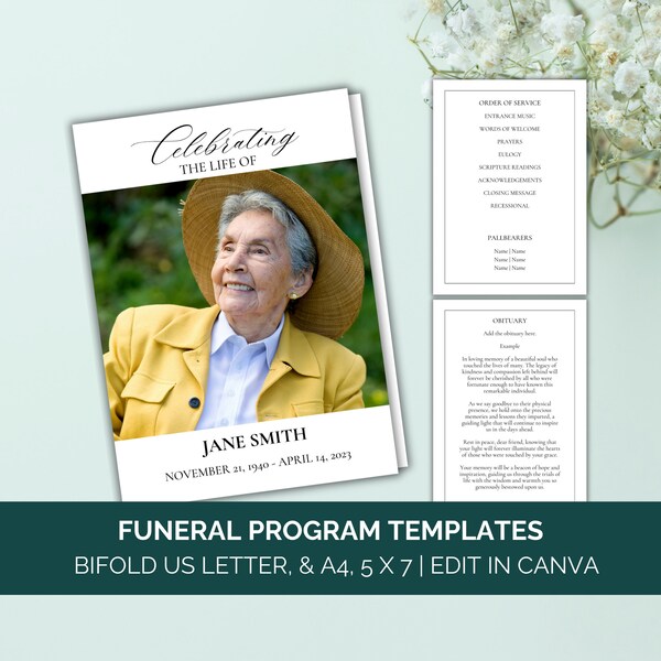 Funeral Program Template for Woman Purple, Celebration of Life Program ...