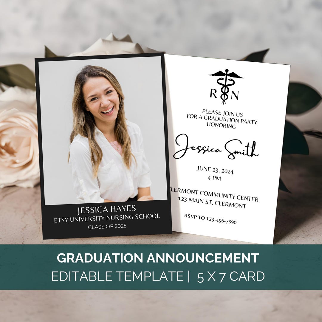 Modern Nurse Graduation Invitation Canva Template, Medical Assistant ...