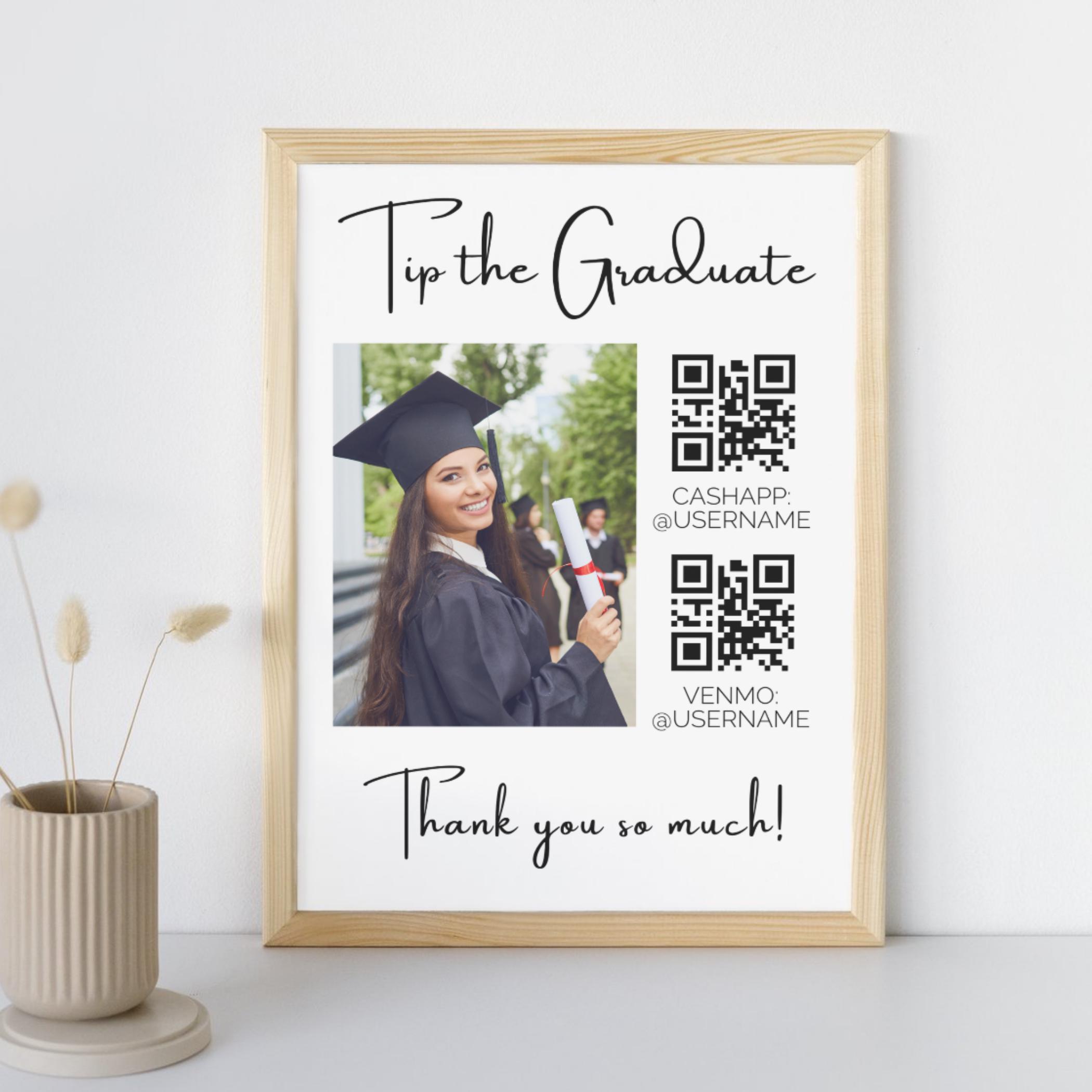 Tip the Graduate QR Code Sign, Graduation Qr Code Sign for Open House ...