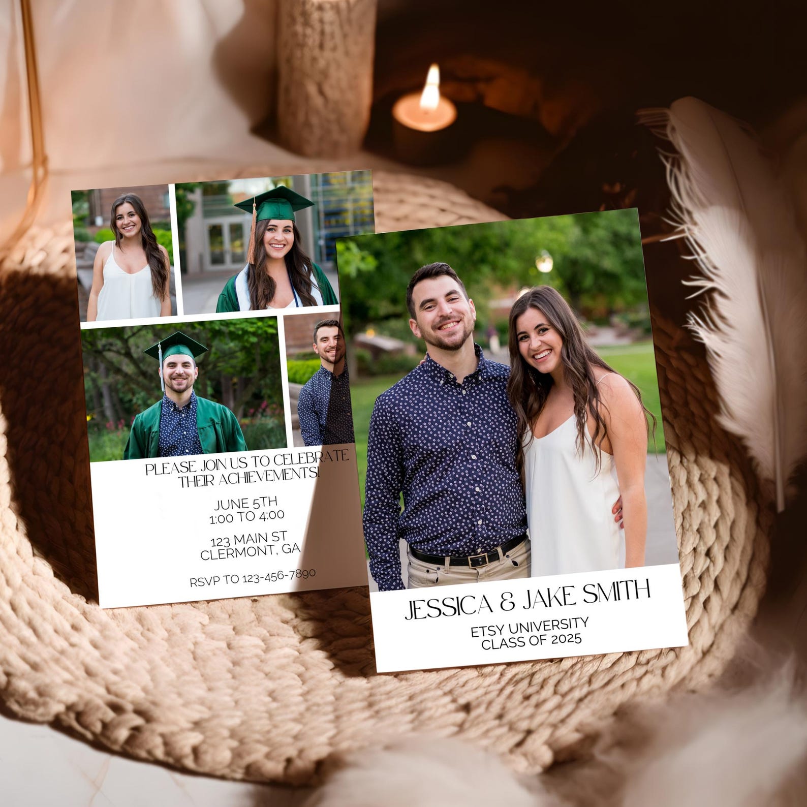 Graduation Invite for Twins Canva Template, Siblings Double Graduation ...