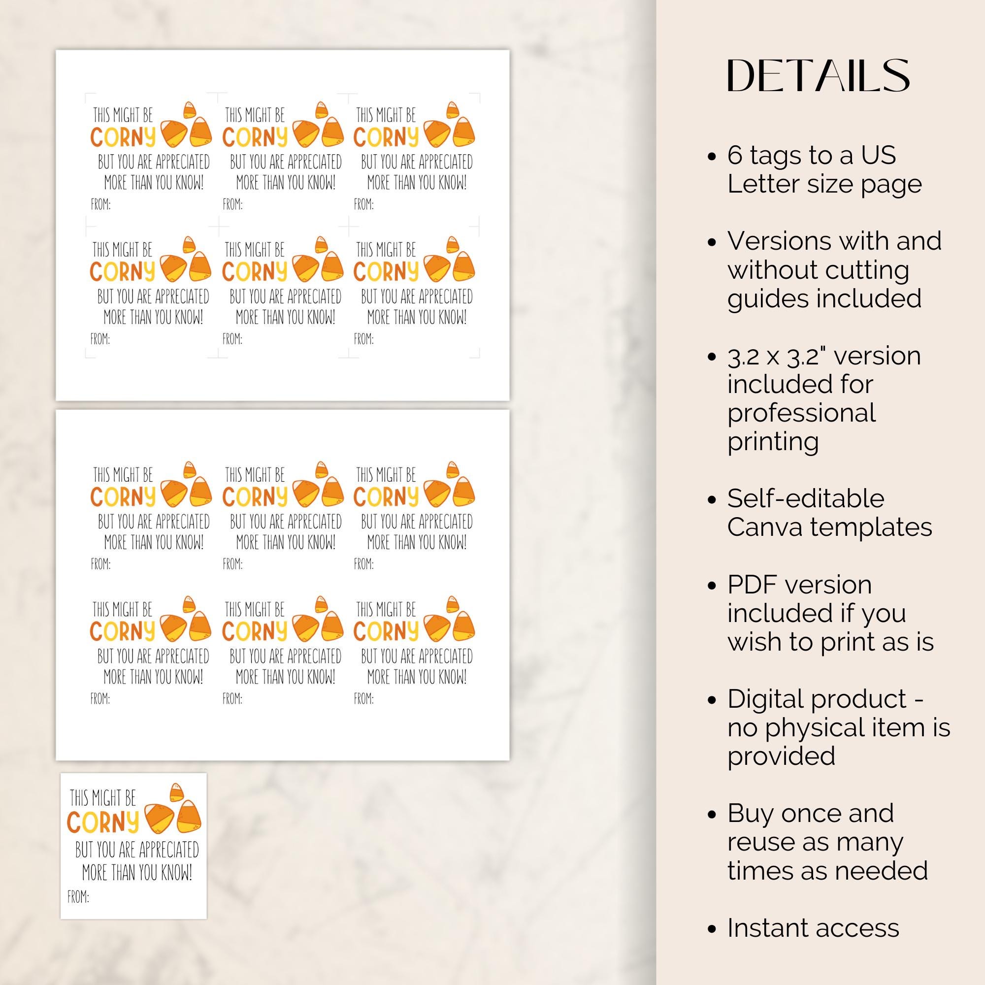 Candy Corn Gift Tag Canva Template, Halloween Party Favor Tag, October ...