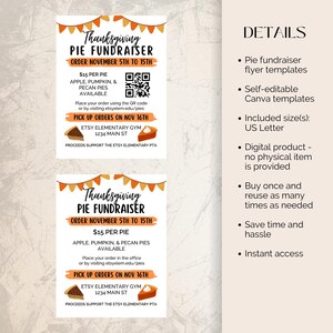 Thanksgiving Pie Fundraiser Flyer Canva Template, Bake Sale Fundraiser ...