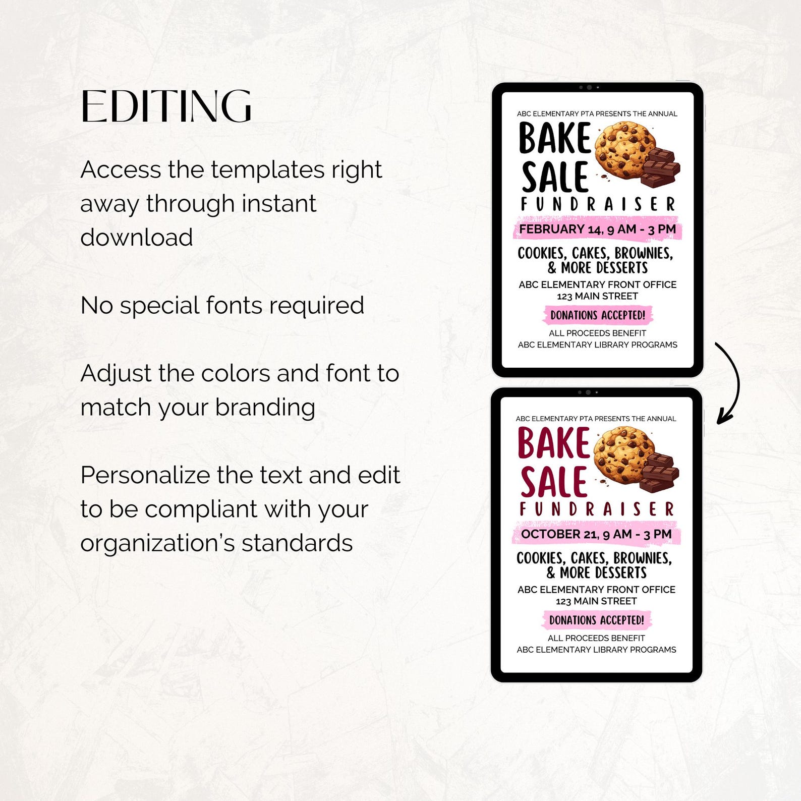 Valentine's Day Bake Sale Flyer Canva Template, PTO Bake Sale ...