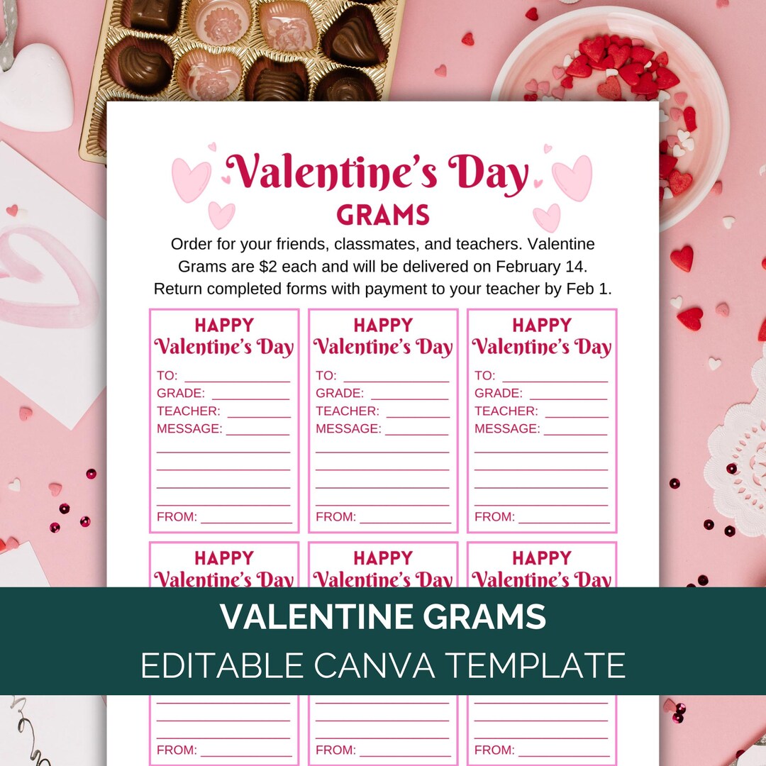 Valentines Candy Gram Fundraiser, Valentine Candy Gram Flyer, Valentine ...