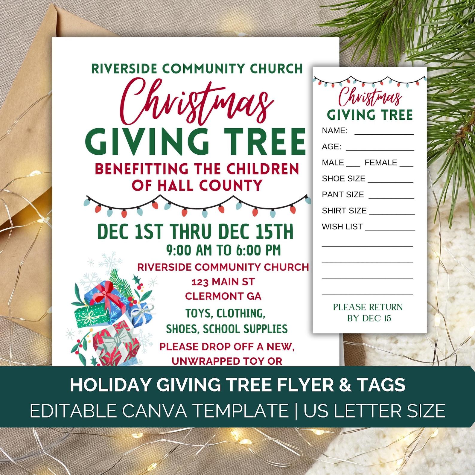 Giving Tree Flyer Template, Giving Tree Tags Printable, Angel Tree Sign ...