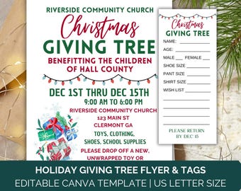 Giving Tree Flyer Template, Giving Tree Tags Printable, Angel Tree Sign ...